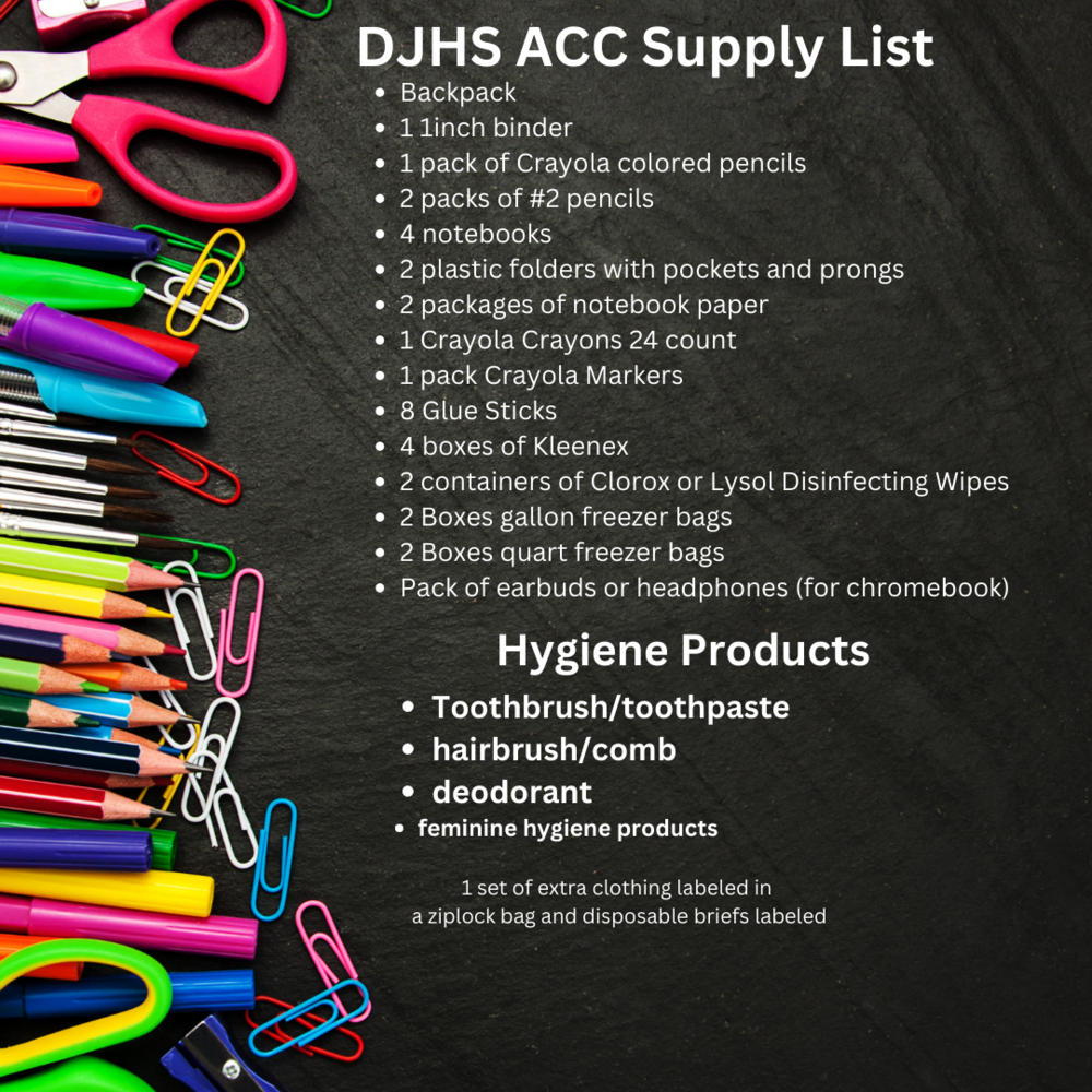2023-2024 ACC supply list | Dumas Junior High School